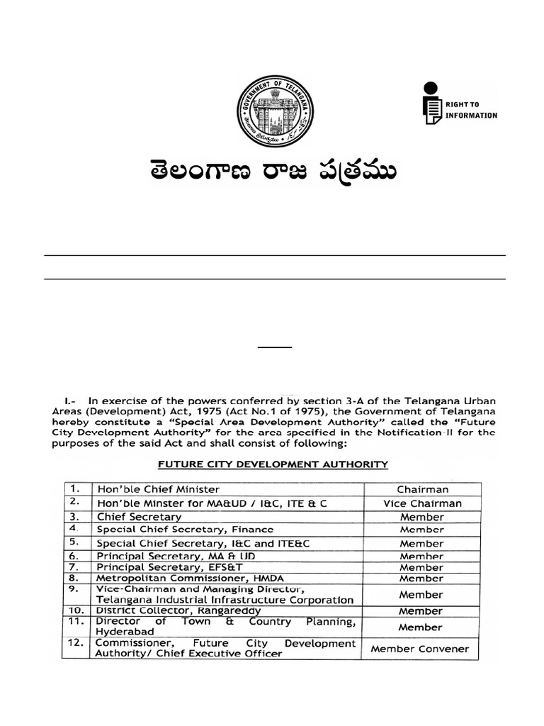 The Telangana Gazette: Notifications by Government | PDF