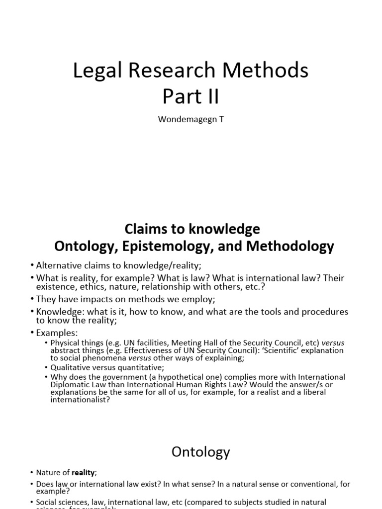 Legal Research Methods - II - Theoretical Points and DLR | PDF | Theory ...