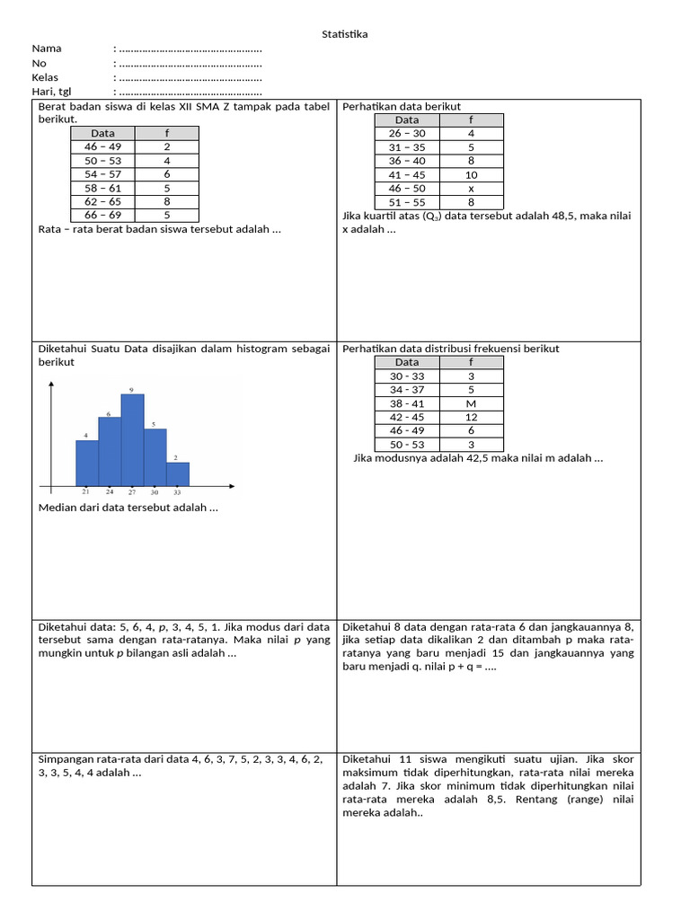 Analisis Data Statistika Siswa SMA Z | PDF