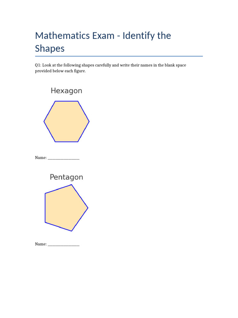 Shapes Exam Question | PDF