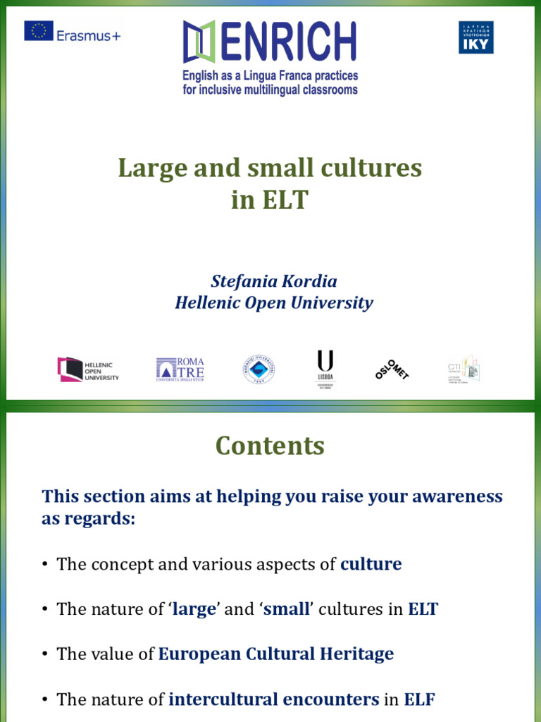 Understanding Large and Small Cultures in ELT | PDF | Cross Cultural ...