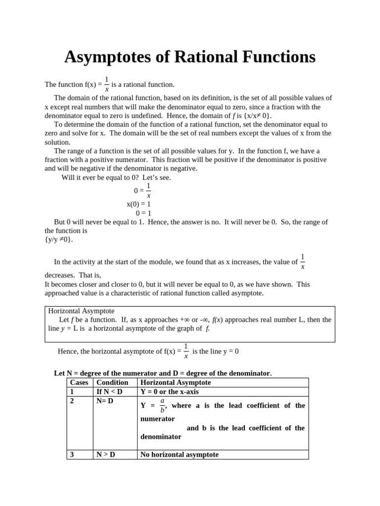 Asymptotes of Rational Function | PDF | Asymptote | Function (Mathematics)
