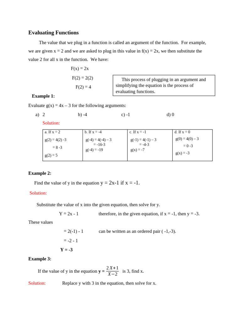 Evaluating Function - Lecture | PDF | Square Root | Function (Mathematics)