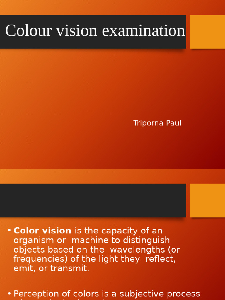 Colour Vision Examination | PDF | Color | Visual Perception