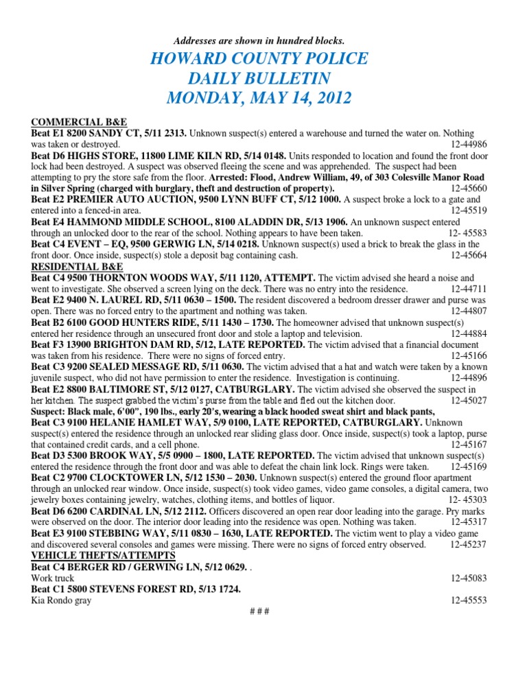 Police Daily Crime Bulletin 20120514 | PDF | Leisure | Violence