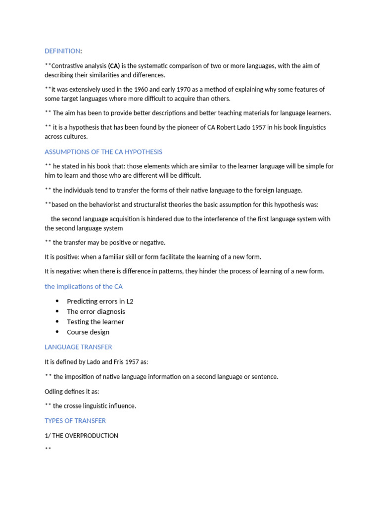 Contrastive Analysis | PDF