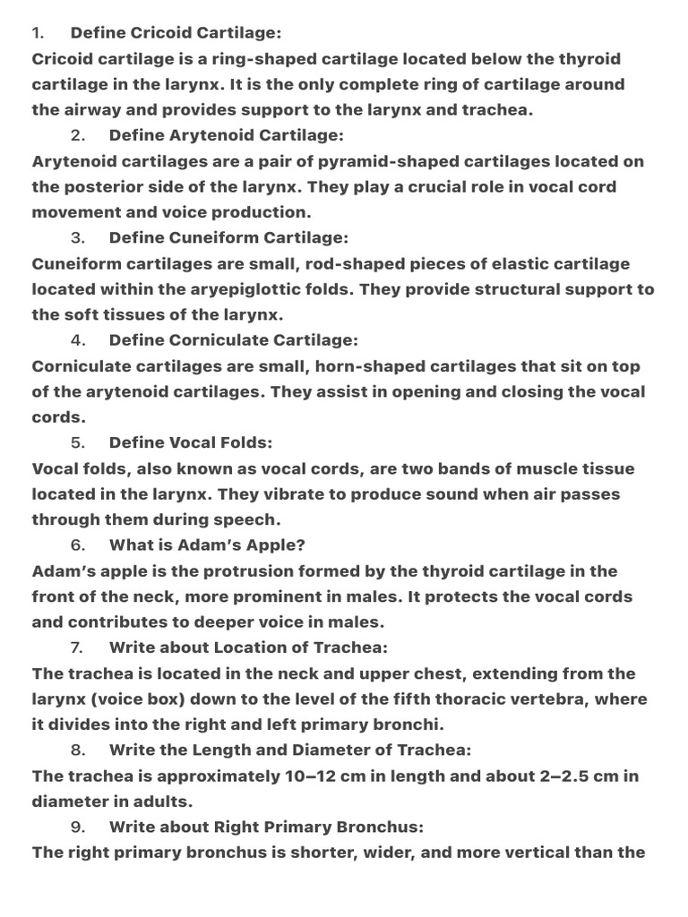 Define Cricoid Cartilage | PDF | Larynx | Lung