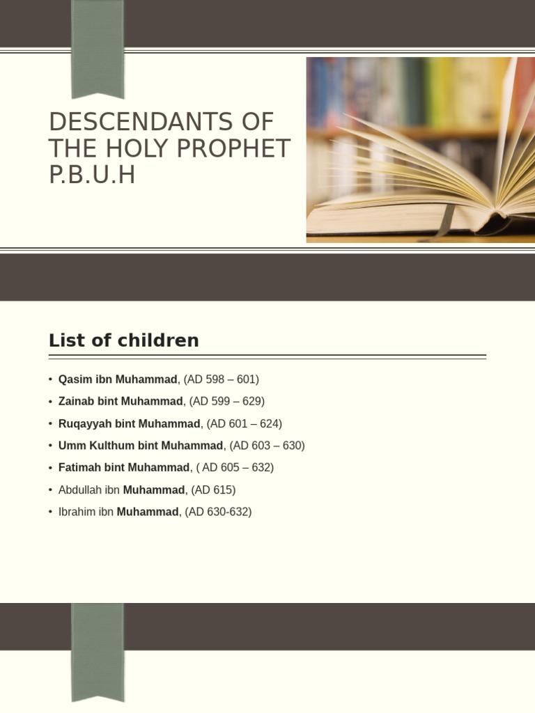 Descendants of The Holy Prophet P | PDF | Husayn Ibn Ali | Muhammad