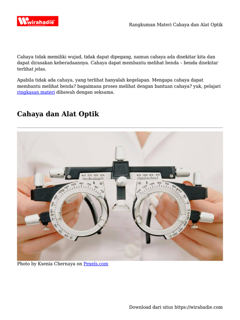 Rangkuman Materi Cahaya Dan Alat Optik | PDF