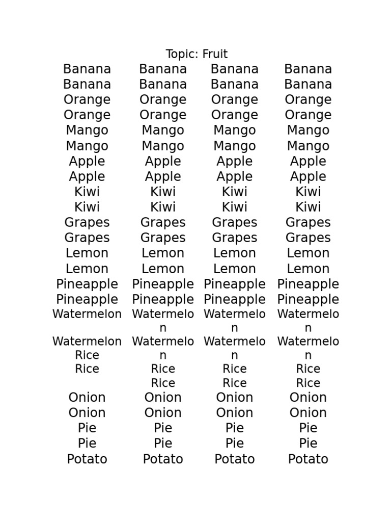Topic Fruit | PDF