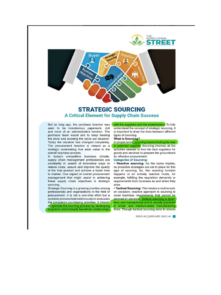 Strategic Sourcing - A Critical Element For Supply Chain Success ...