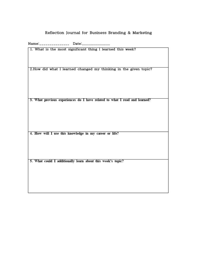Reflection Journal - Format | PDF