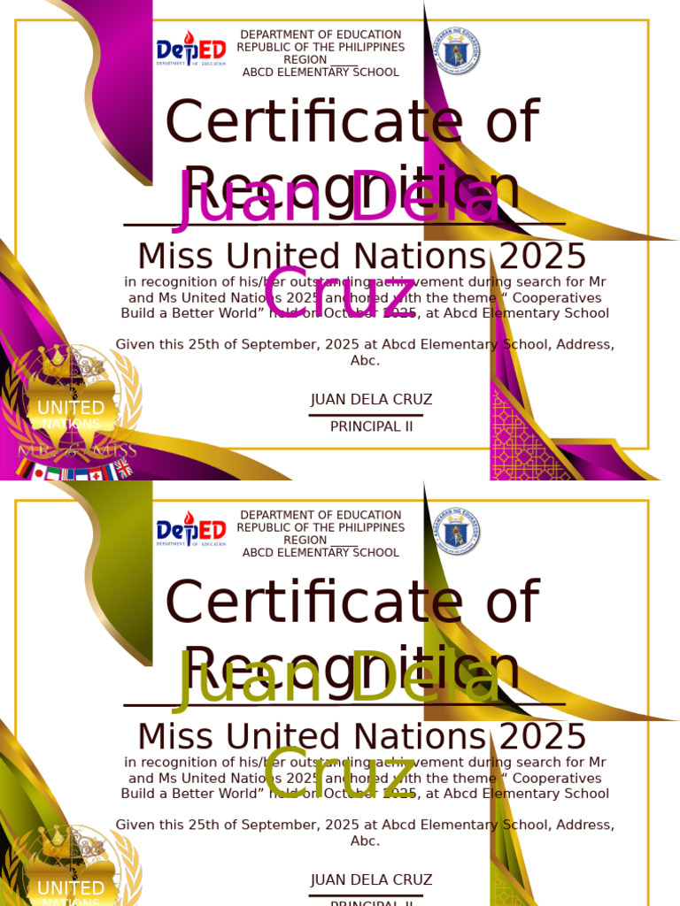 Un Certificates 2025 New v2 | PDF | Philippines