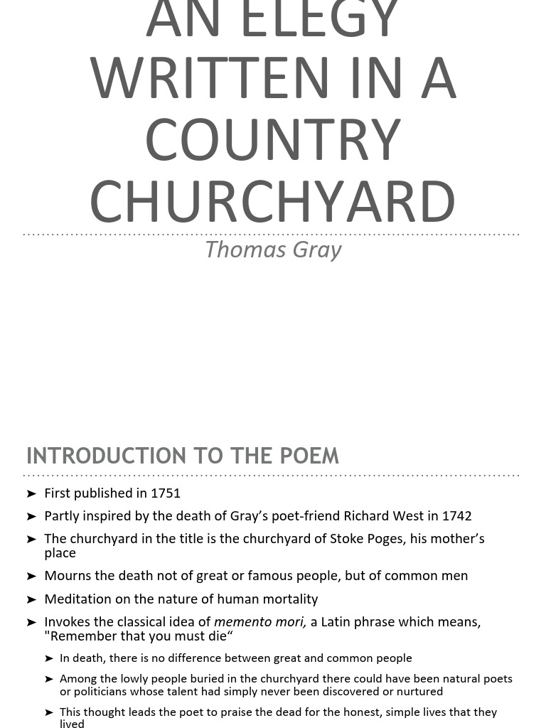 Elegy Written in A Country Churchyard | PDF