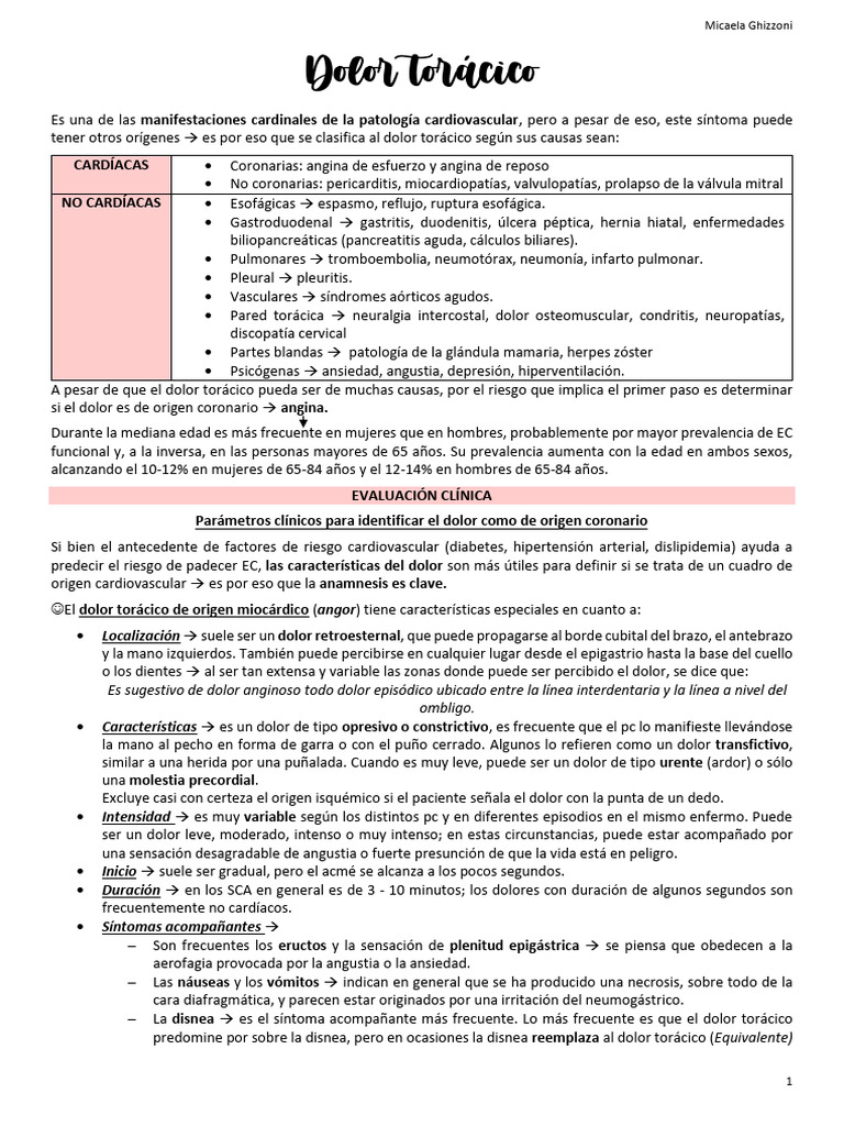 Causas y Evaluación del Dolor Torácico | PDF | Infarto de miocardio ...