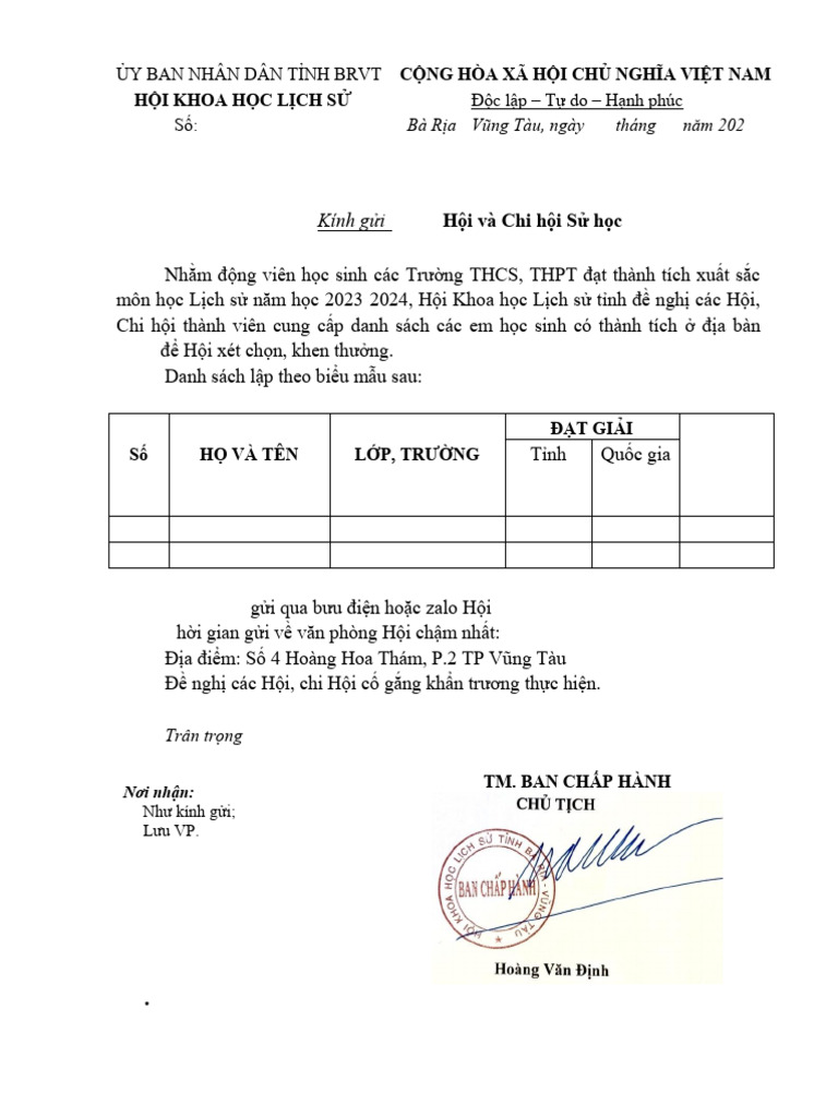 CV31 Thong Kê Ds HSG Môn Su Nam 2023-2024 | PDF