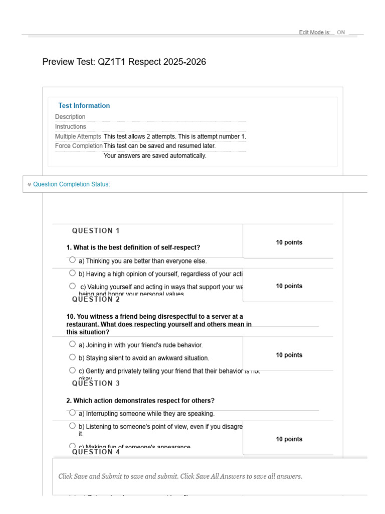 G8. Quiz 2t1 Practice Social 2025-2026 | PDF | Behavioural Sciences | Psychological Concepts