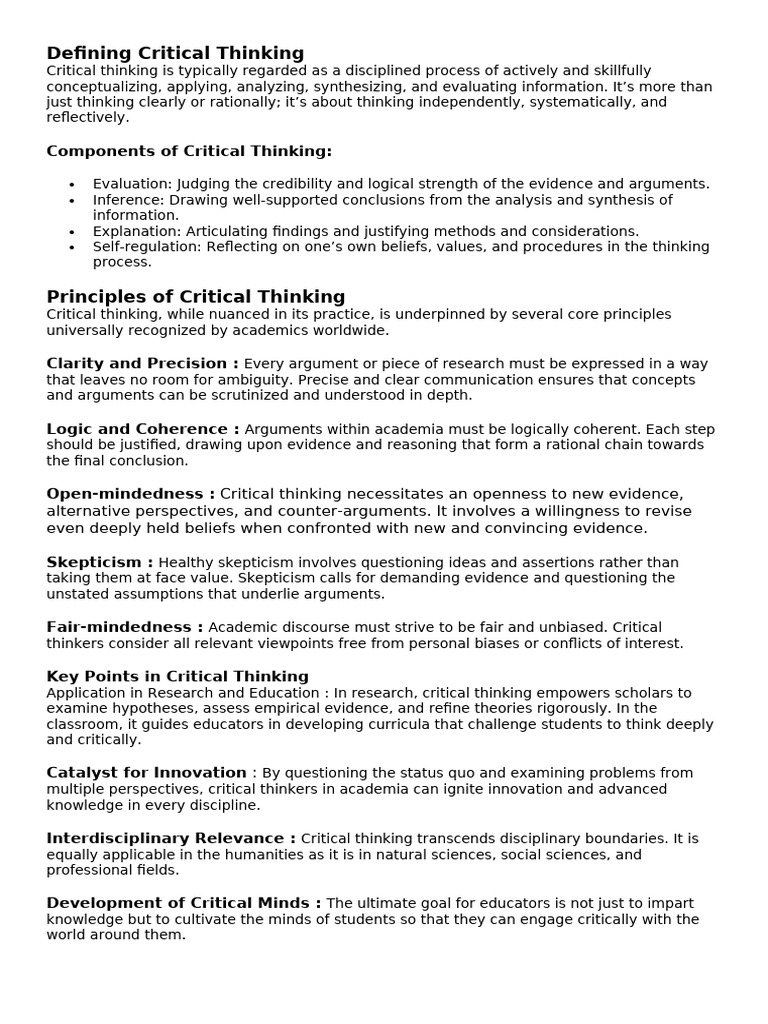 Understanding Critical Thinking Essentials | PDF | Critical Thinking ...