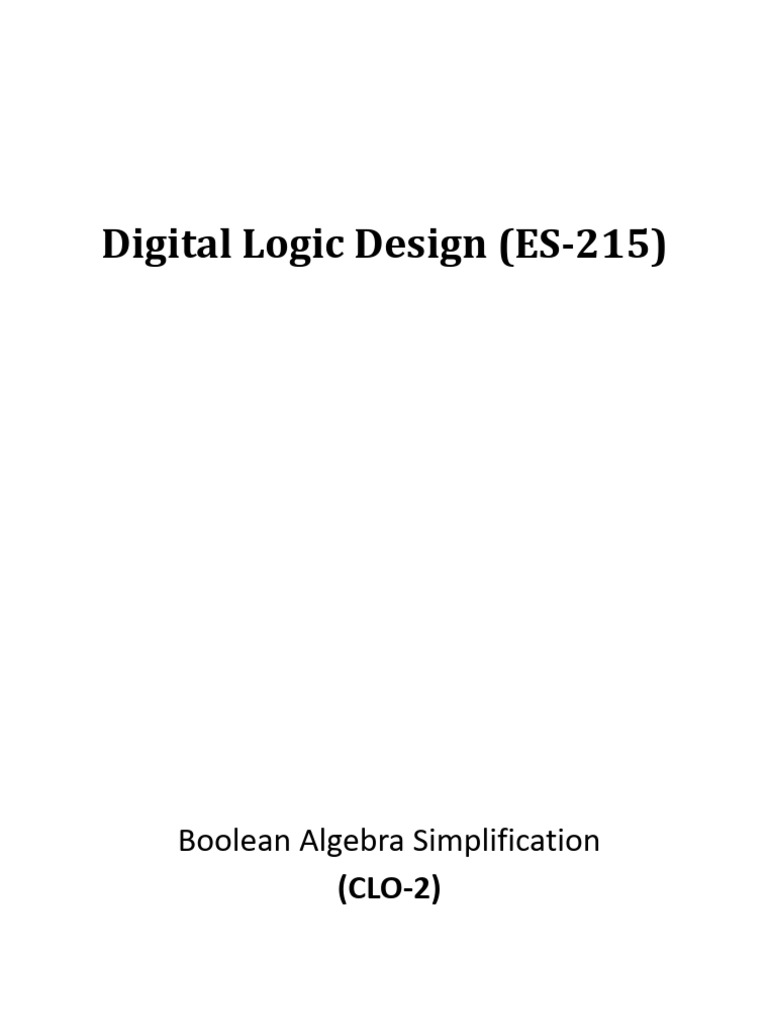 Lecture # 11-12 Boolean Algebra Simplification | PDF | Boolean Algebra ...
