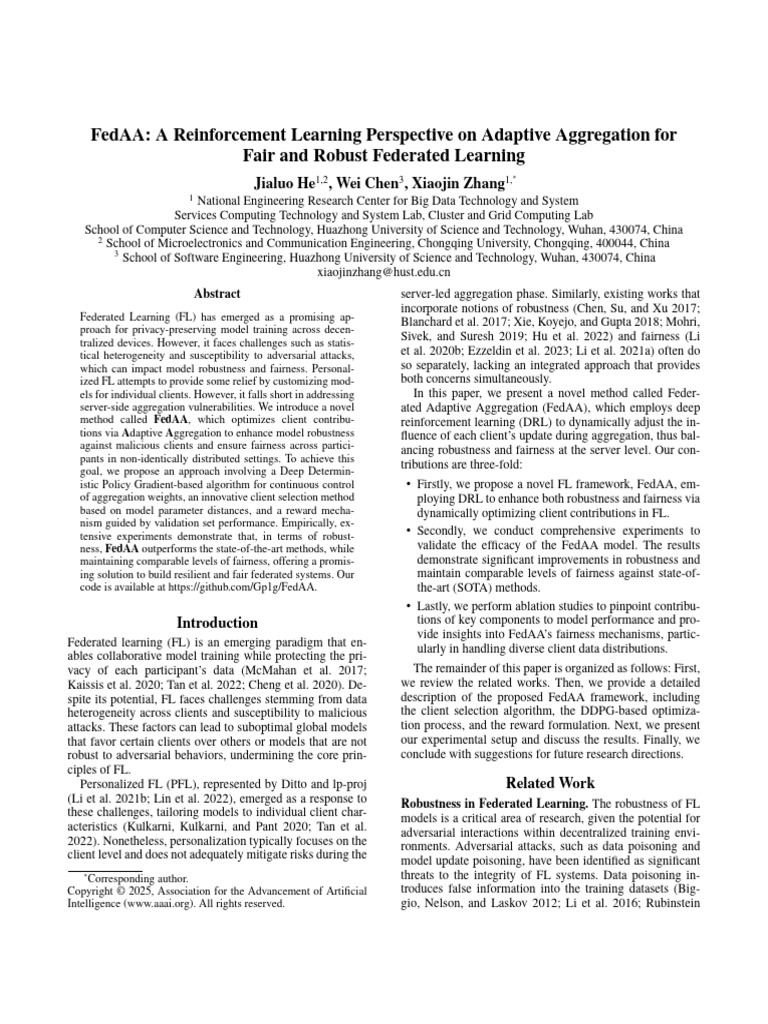 FedAA: Enhancing Federated Learning Robustness | PDF | Cognitive ...