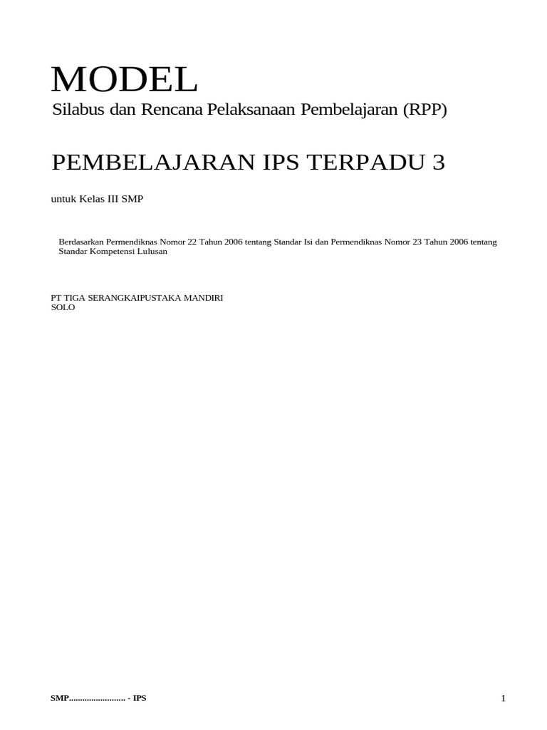 Silabus RPP IPS Kelas IX SMP | PDF