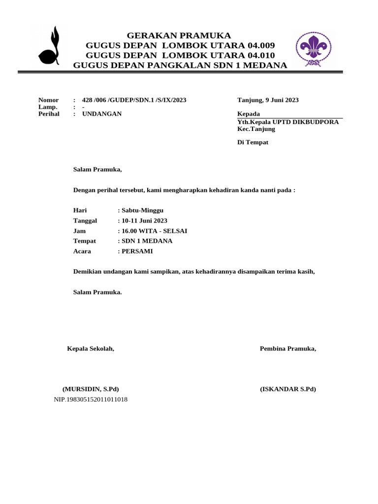 Surat Undangan Persami | PDF