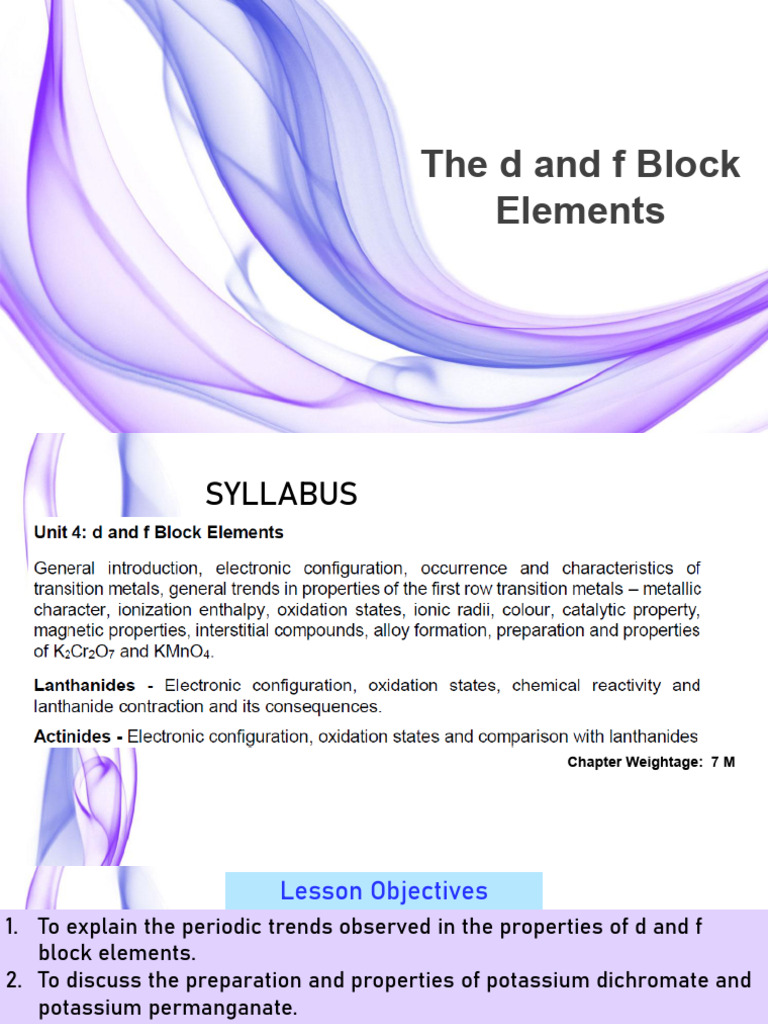 The D and F Block-25 - 12a-F | PDF | Transition Metals | Lanthanide