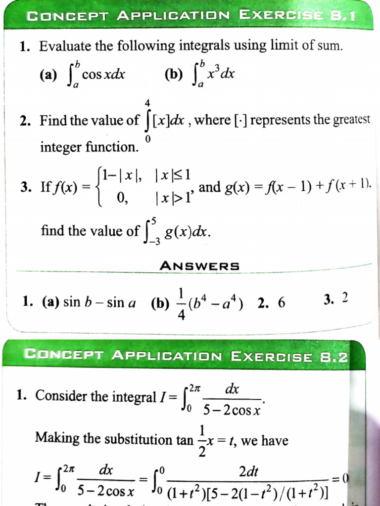 Cengage Definite Integration Exercises | PDF | Integral | Mathematical ...
