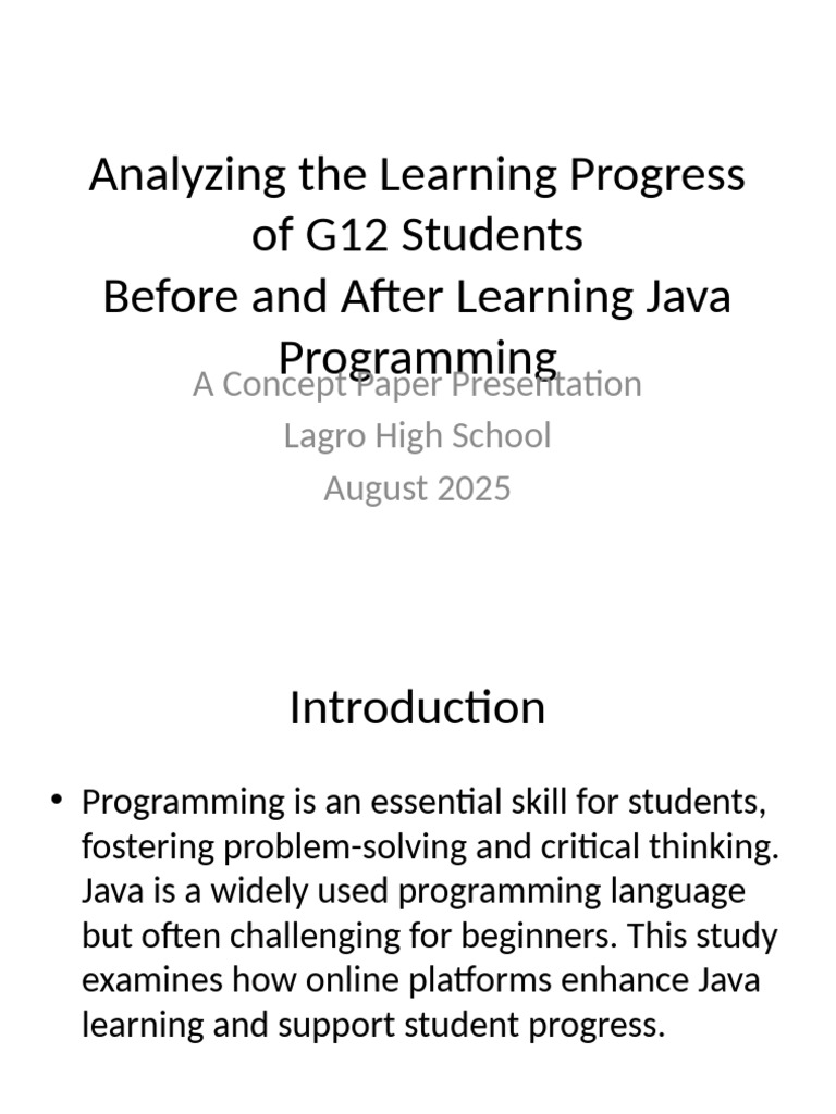 G12 Java Learning Progress Analysis | PDF | Computer Programming ...
