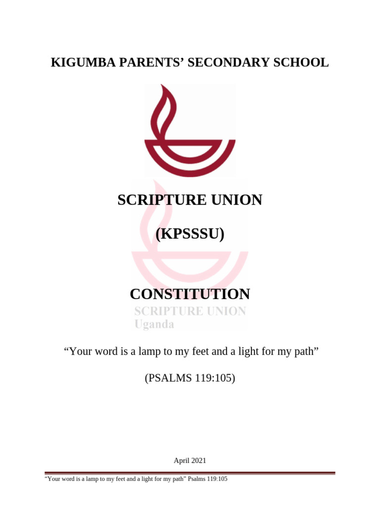 KPSS Scripture Union Constitution | PDF | Grace In Christianity | Jesus
