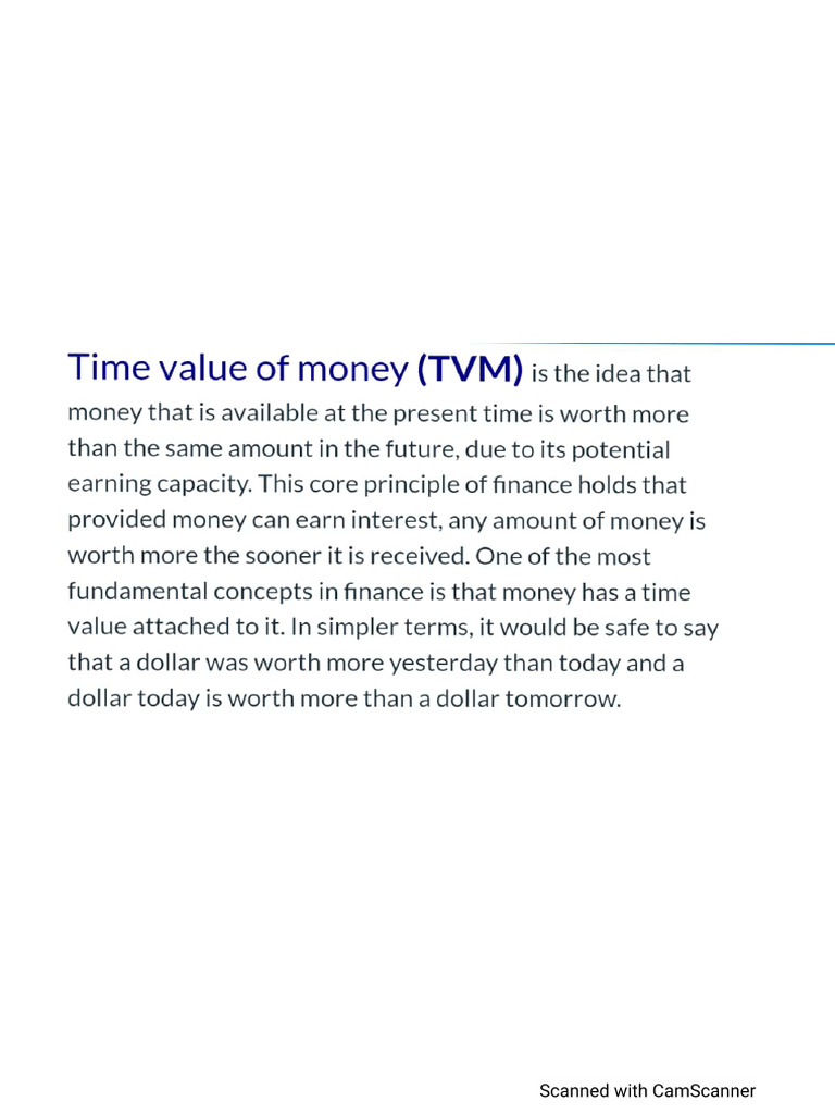 Time Value of Money - Explanation-1 | PDF