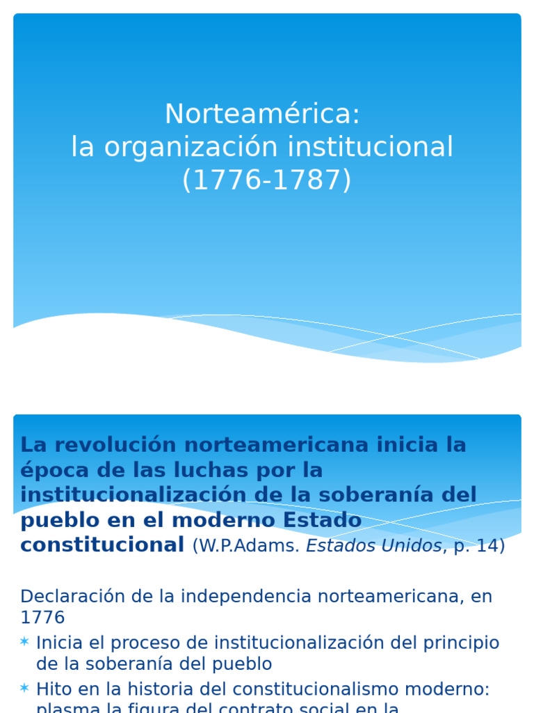 Institucionalización en Norteamérica (1776-1787) | PDF | Constitución ...