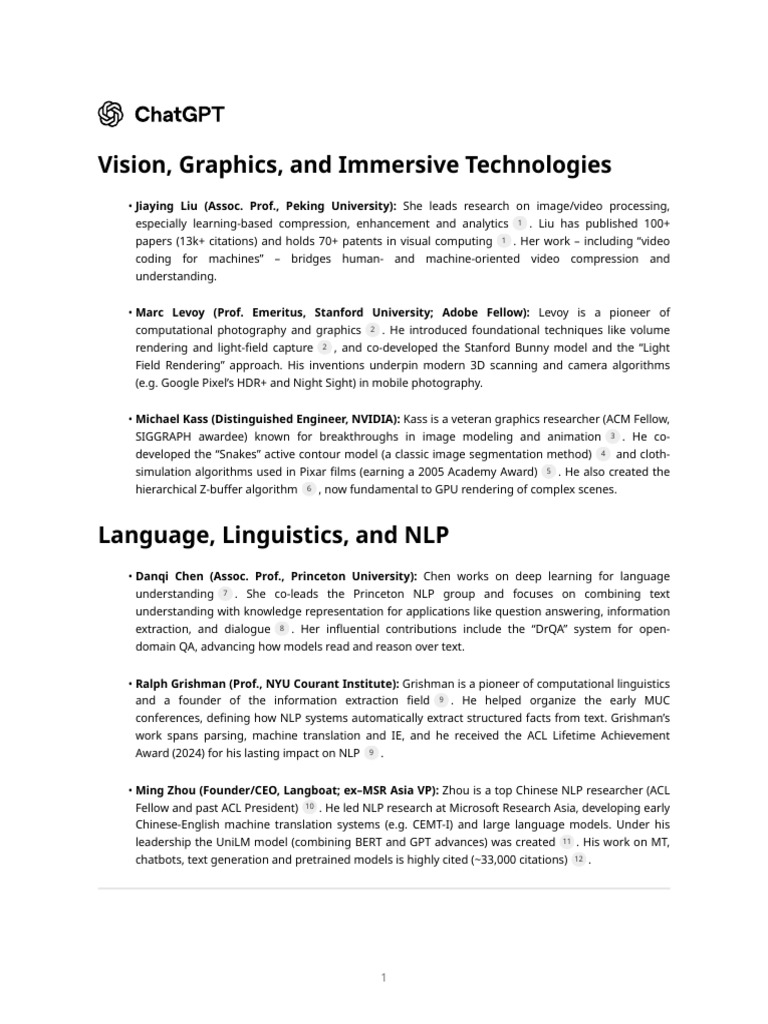Vision and NLP Research Leaders | PDF | Computer Graphics | Rendering ...