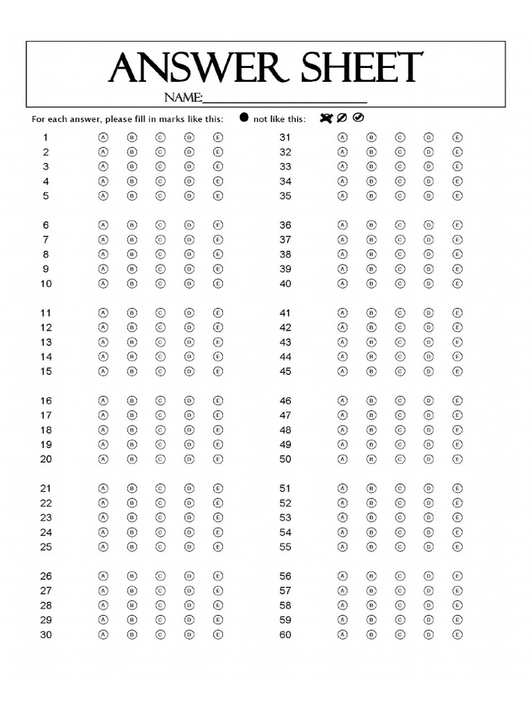Answer Sheets PDF | PDF