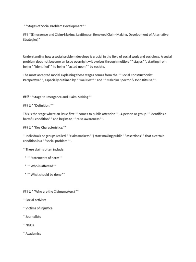 Stages of Social Problem Development | PDF | Gender Equality | Gender ...