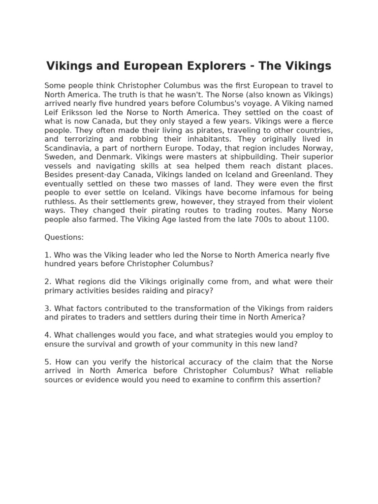 Story 162-Vikings and European Explorers - Bagong Pag-As - CRISTINA ...