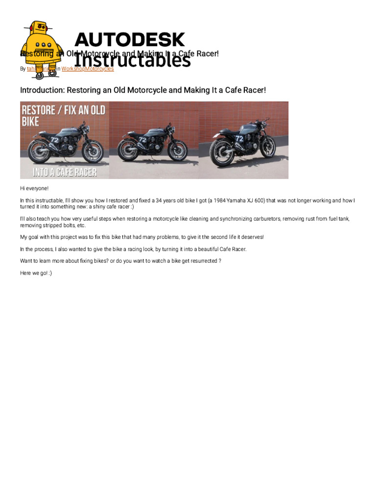 Restoring An Old Motorcycle and Making It A Cafe Racer! - 9 Steps (With ...