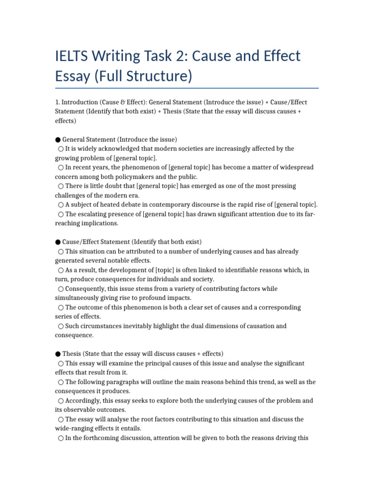 IELTS Writing Task2 Cause Effect Part1 | PDF | Essays