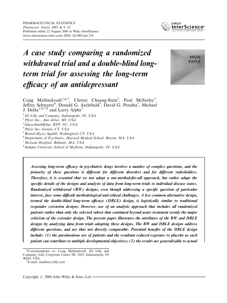 A Case Study Comparing A Randomized Withdrawal Trial and A Double-Blind ...