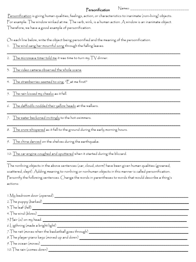 Understanding Personification in Writing | PDF