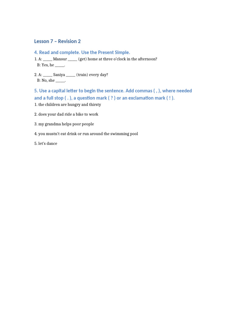 Lesson7 Revision2 Card | PDF