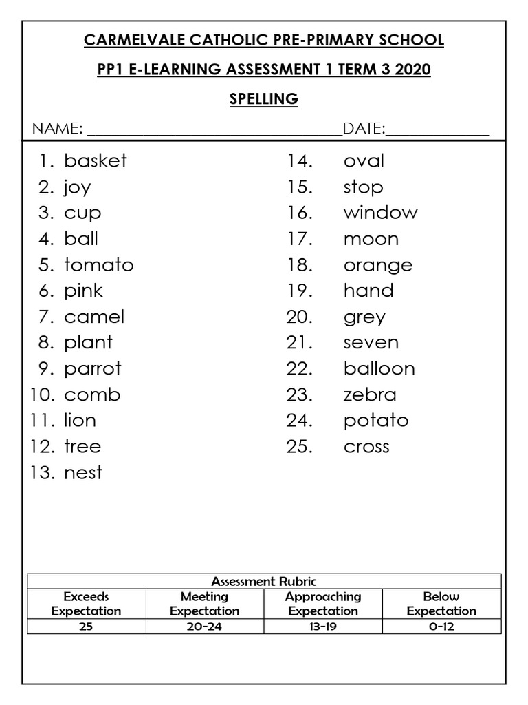 PP1 Spelling E-Learning Assessment | PDF