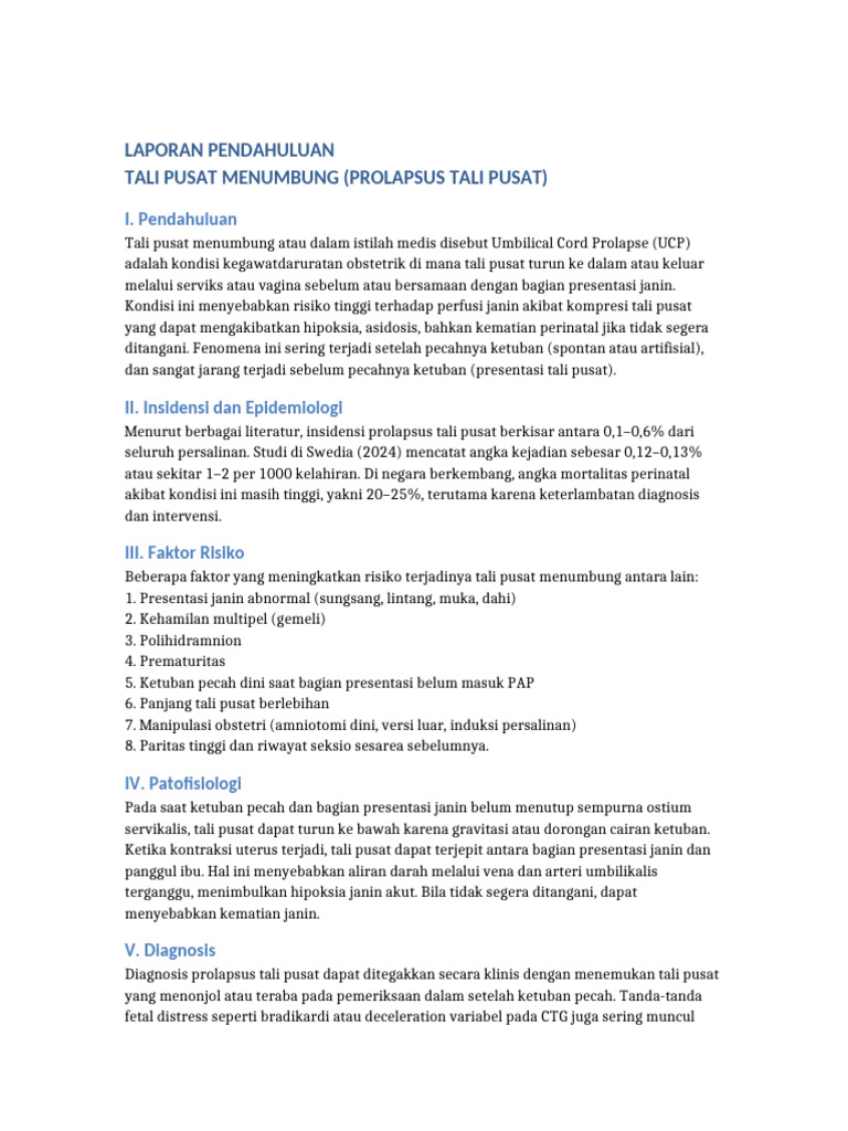 Prolapsus Tali Pusat: Diagnosis dan Penanganan | PDF