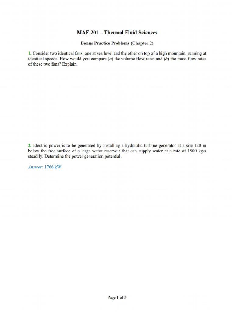 MAE 201 Bonus Practice Problems Ch2 | PDF