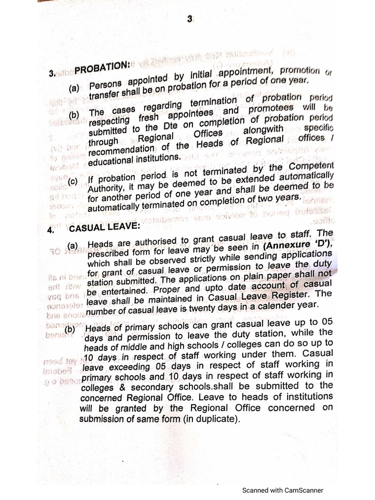 Leave Rules From FGEI Handbook of Instructions | PDF