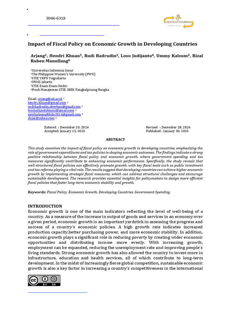 Fiscal Policy's Impact on Growth in Developing Countries | PDF ...