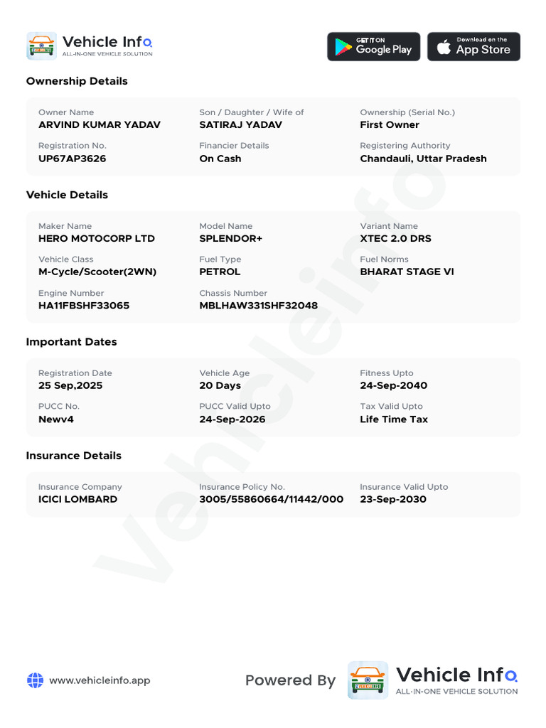 Vehicle Ownership and Details Report | PDF