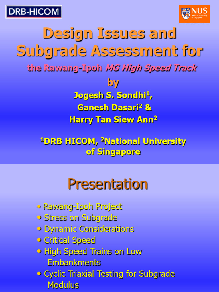 TRACKSubgrade ISSUES Rawang Ipoh Project Malaysia | PDF | Strength Of Materials | Young's Modulus