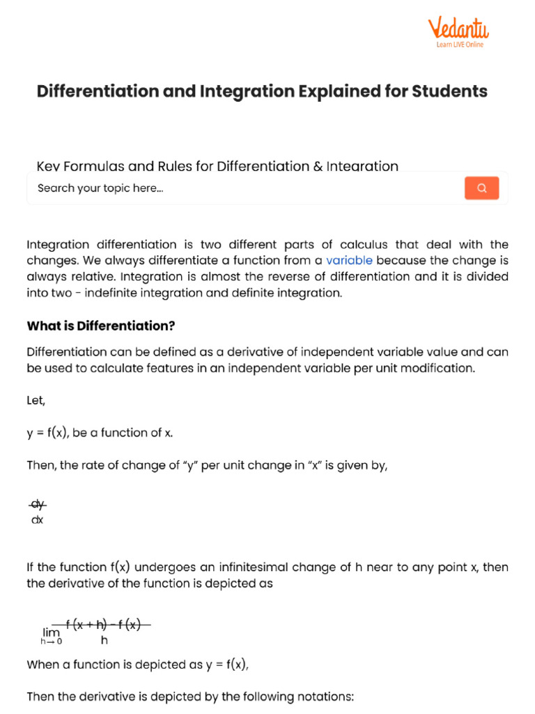 Differentiation and Integration Explained For Students | PDF