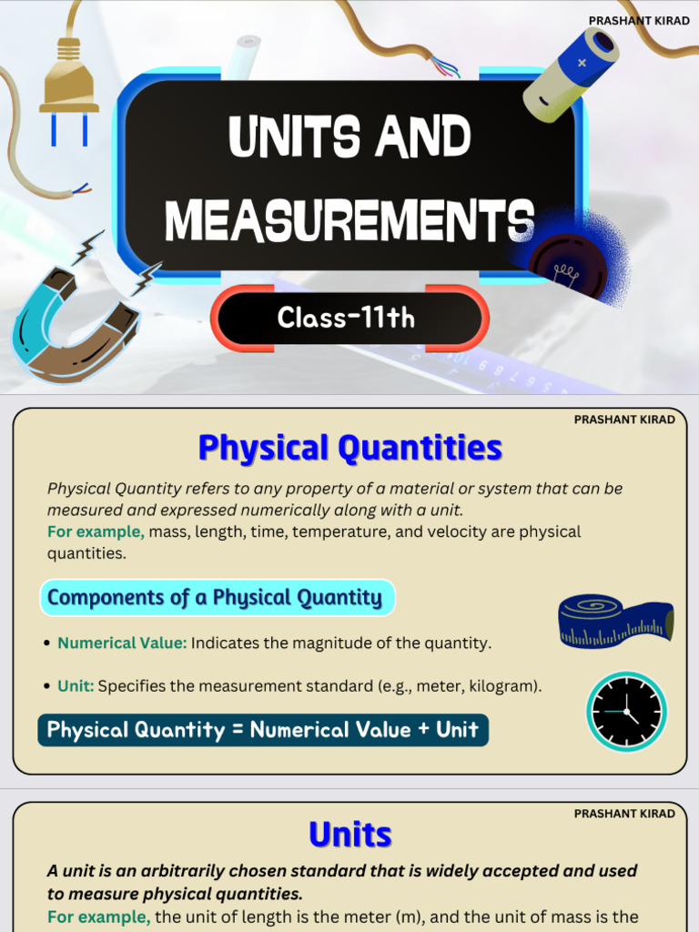 One Shot - Units & Measurement Class 11th (Prashant Kirad) | PDF